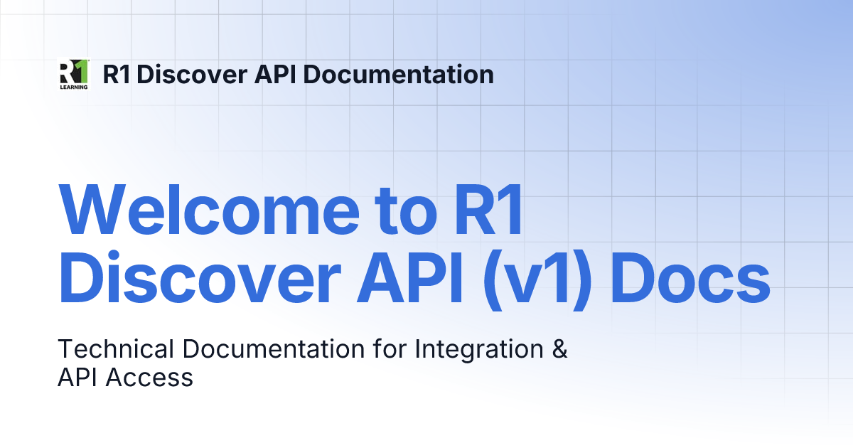 Welcome to R1 Discover API (v1) Docs | R1 Discover API Documentation